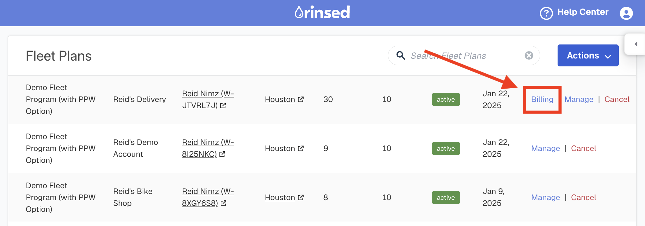 Fleet Plan Billing – Rinsed