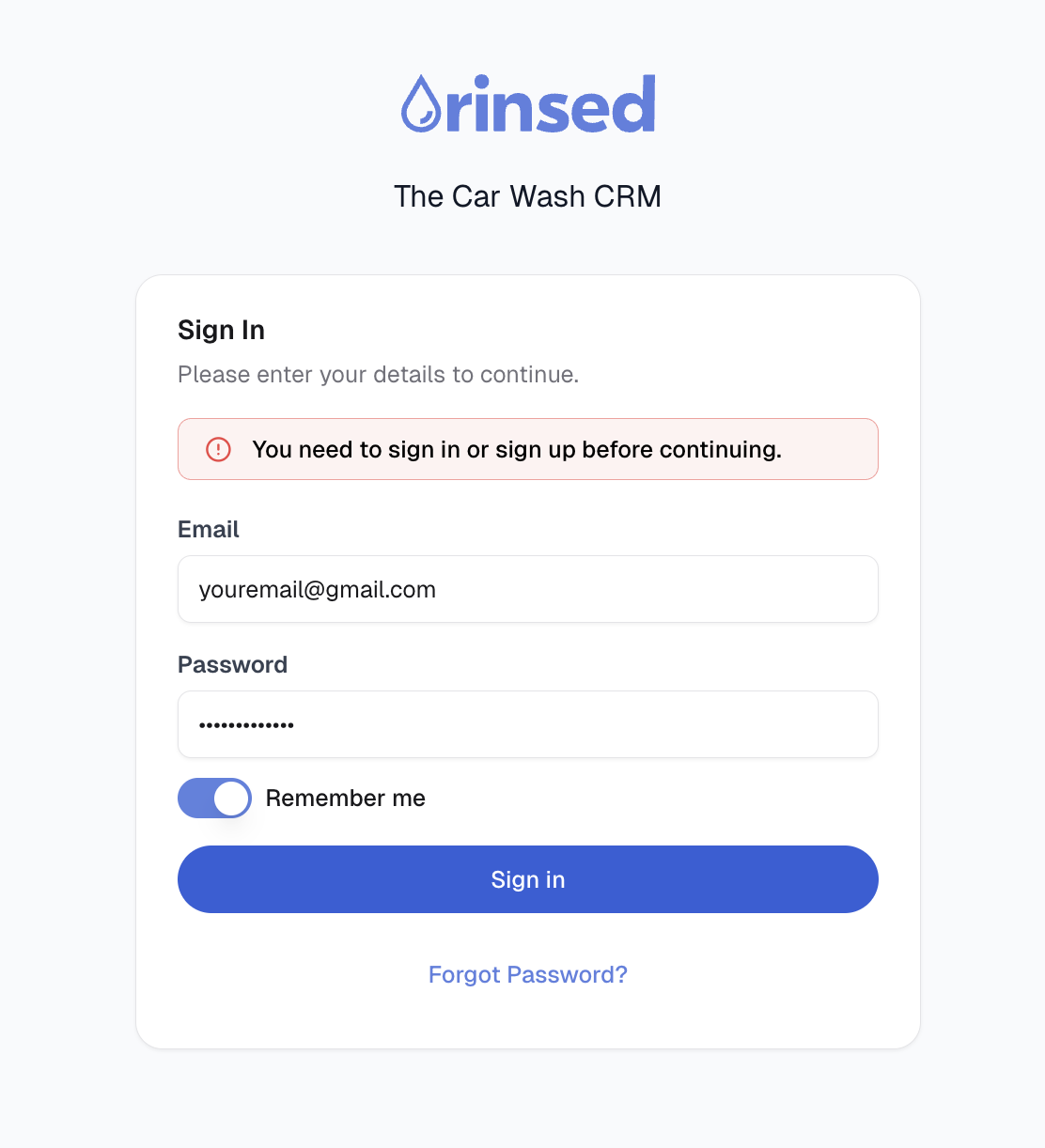 How to login to Rinsed CRM – Rinsed